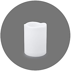 YINCHI Outdoor Waterproof Flameless Candle with Timer - Flickering White Plastic Battery Operated LED Lantern Light Bright Resin Electric Pillar for Outside Patio Garden Party Wedding Deco 3”(D)x6”(H)