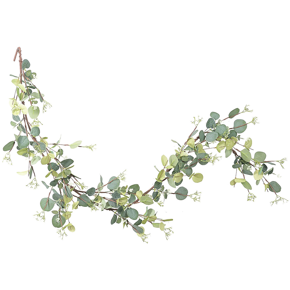 60 Inch Spring Artificial Eucalyptus Garland Hanging Greenery Silver Dollars Foliage Vine Vines for Home Garden Outdoor Wedding Backdrop Arch Wall Decor
