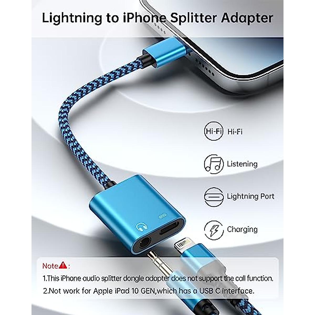 iPhone Aux Adapter, 2 in 1 Dual Lightning to 3.5mm Audio Jack & Charger [Mfi Certified] Dongle Cable Splitter for Apple Converter Compatible with iPhone 14 Pro Max 13 12 11 XR XS X 8 Plus, iPad iPod