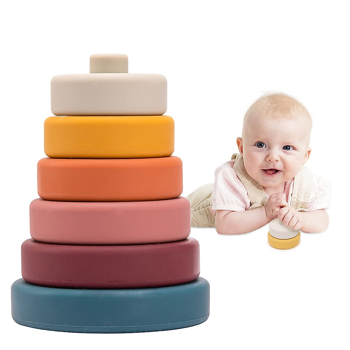 let's make Stacking Toys Soft Silicone Stacking Blocks Rings Baby Sensory Toy for 6+ Months Boys&Girls