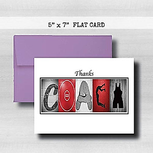 Personalized Wrestling Red Coach Thank You Card, 5"x 7" FLAT CARD, Greeting Cards