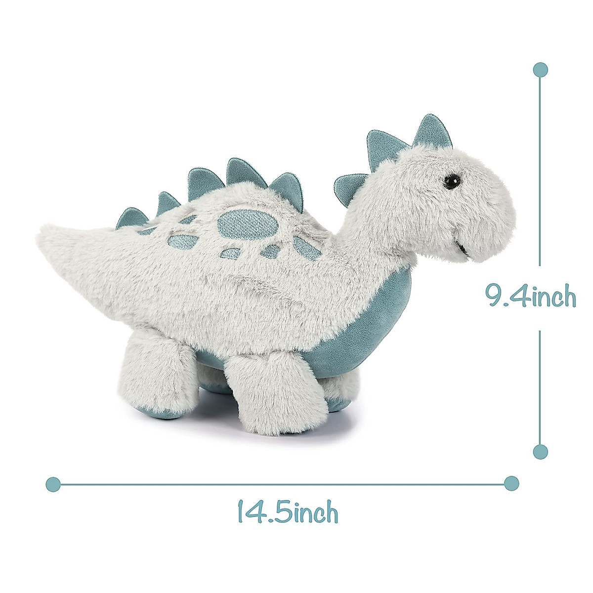 TCBunny Baby Dinosaur Bedtime Stuffed Animal Plush Toy 15", Stephan(Stegosaurus-Grey)