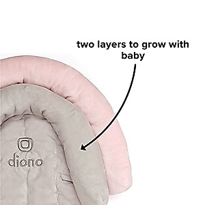 Diono Cuddle Soft 2-in-1 Baby Head Neck Body Support Pillow For Newborn Baby Super Soft Car Seat Insert Cushion, Perfect for Infant Car Seats, Convertible Car Seats, Strollers, Gray/Pink