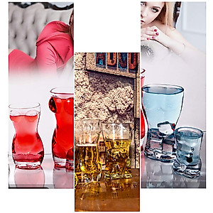 DKY Whiskey Glasses - Beer Stein Male Female Shaped Custom Design Shot Glasses [Set of 2] - Tequila Vodka Whiskey Bourbon Funny Durable Style - 2.1 & 2.1ounce