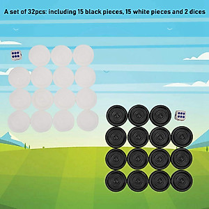 Wooden Backgammon Pieces, 22mm Plastic Black White Backgammon Checkers Pieces Set Solid Wood Checkers Set Staunton Chess