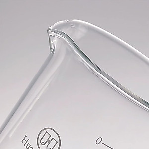HUAOU Scientific 50ml Glass Beaker, Low Form, 3.3 Borosilicate Glass, Measuring Thick Wall with Printed Graduation, Double Scale (Single)