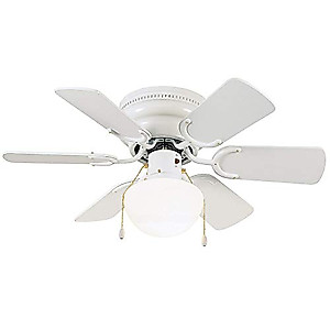 Design House 157321 Atrium 30-Inch Traditional Indoor Hugger/Low Profile Mount Ceiling Fan with Light Kit, Reversible Blades, White
