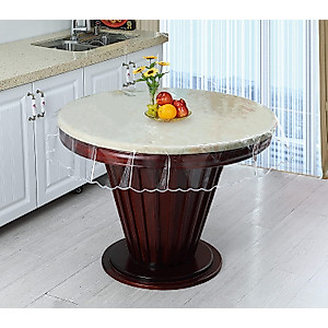 DurableDelights Clear Plastic Tablecloth Protector Round Table Transparent Cover Vinyl Table Cloth for Kitchen and Home Table 60" Round