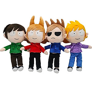 ZYSMJSY 12.6-14.9in Eddsworld Plush Doll, Eddsworld Plushies, Tord Eddsworld Toy, Tord & Matt/Tom & EDD Soft Stuffed Animals Doll, Tord Doll Toys for Fans of Eddsworld. (4 PCS)