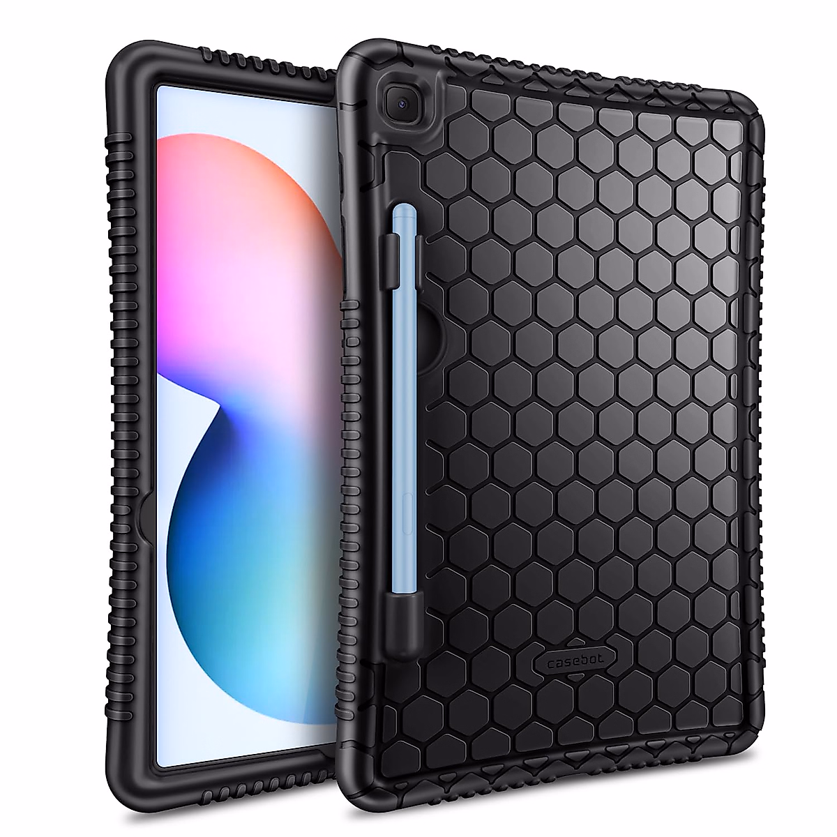 Fintie Silicone Case for Samsung Galaxy Tab S6 Lite 10.4 Inch 2024/2022/2020, Honey Comb Series Kids Friendly Light Weight Shock Proof Protective Cover, Black