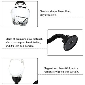 Healifty Curtain Ties Crystal Rose Flower Wall Decorative Tieback Hooks Curtain Tassel Hanger Holder Clothes Hat Towel Coat Hanger Hook for Home Decoration Curtain Tiebacks