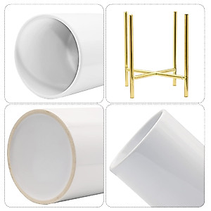 Cutlery Holder, Ceramic Silverware Holder with Metal Frame Kitchen Cooking Utensil Holder, Robust Silverware Caddy 4.7*3.15 inch Gold 1 PCS