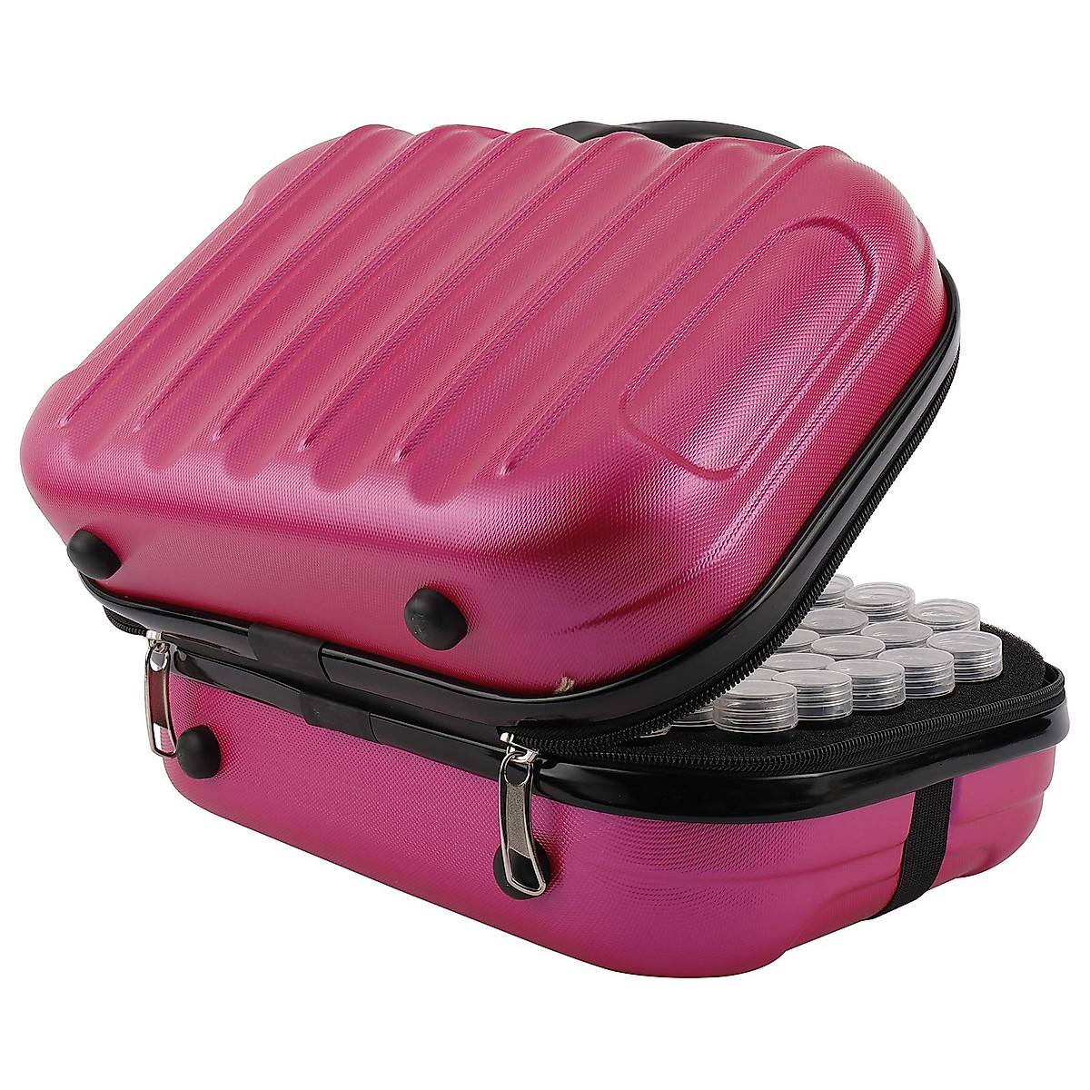 Toolly 132 Bottles Diamond Painting Storage Carring Case - Hardshell Bead Sewing Pills Container Box Embroidery Organizer Bag for DIY 5D Diamond Art Craft Accessorries, Red