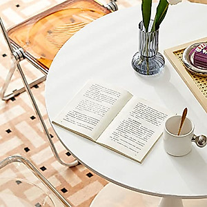 Modern Round Dining Table White 31.5 Inch Sturdy décor Table with Pedestal Base in Tulip Design Mid Century Round Dining Room Table(with A Free Table Cloth)