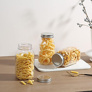 Party Club of America 6 Pack 32OZ Sliver Plastic Jars With Screw On Lids，Plastic Mason Jars Food Storage Container For Storing Dry Food, Candy, Cream,Peanut, Butter