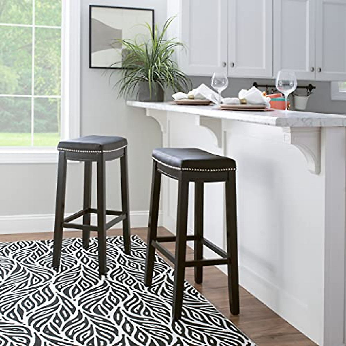 Linon Claridge Bar, Black Stool, 32" X 18.75" X 13"