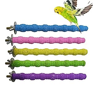 Freiomyi Bird Perches Stand Natural Wood Parrots Paw Grinding Stick Cagestand Toys Rough-surfaced Standing Pole Cage Accessories for Budgies, Parakeet, Cockatiels, Lovebirds(Random Color)