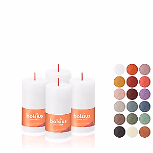 BOLSIUS 4 Pack White Rustic Pillar Candles - 2 X 4 Inches - Premium European Quality - includes Natural Plant-Based Wax - Unscented Dripless Smokeless 30 Hour Party Décor and Wedding Candles