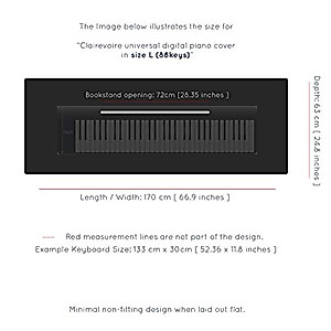 Clairevoire Universal Keyboard Cover for 61 keys to 88 keys (Ebony Black, L - For Keyboards up to 61 X 16 inches)