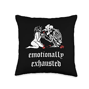 Edgy Aesthetic Soft Grunge Clothes & Accessories Gothic Emo Sad Skeleton Skull E-Girl E-Boy Throw Pillow, 16x16, Multicolor