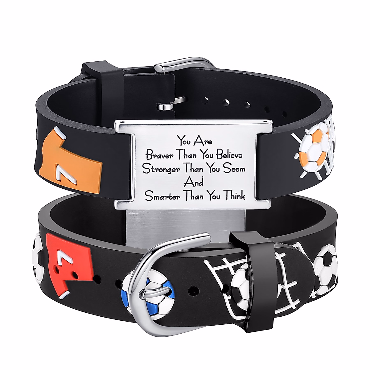 LinnaLove You Are Braver Than You Believe bracelets-Inspirational Bracelets Gift for Son daughter from mom and dad (Football)