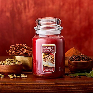 Yankee Candle Sparkling Cinnamon Scented & MidSummer's Night Scented, Classic 22oz Large Jar Single Wick Candle, Over 110 Hours of Burn Time