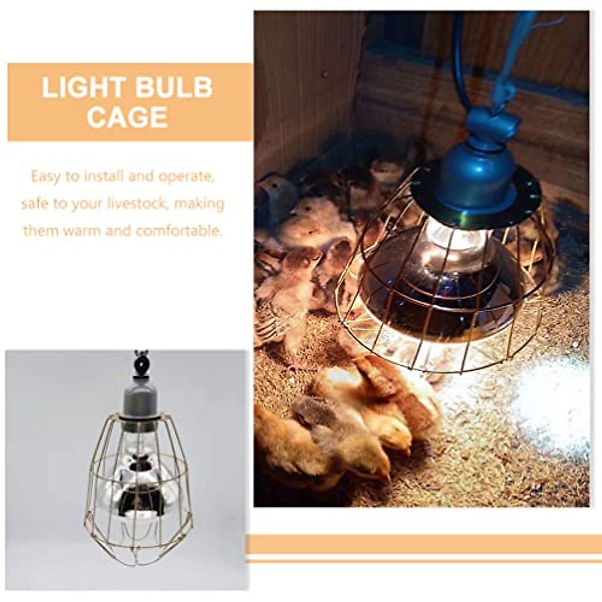 PATKAW 3 Pcs Industrial Vintage Style Light Cage Antique Lamp Holders Reptile Heat Lamp Guard Metal Lamp Shade for Pets Reptile Terrarium Lizards Golden