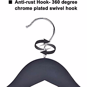 JS HANGER Wooden Suit Hangers, 6 Pack Extra-Wide Shoulder Wood Coat Hangers with Non Slip Pant Bar, Extra Smooth and Splinter Free Black Finish