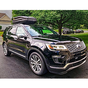 JEGS Rooftop Cargo Carrier for Car Storage - Large Roof Rack Cargo Carrier - Heavy Duty Weatherproof Storage - Made in USA - 18 Cubic Ft - 110 Lb Capacity - Aero Hard Shell Cargo Carrier