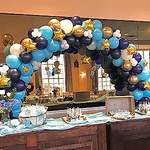 Twinkle Twinkle Little Star Party Decorations,127Pcs Navy Blue Balloon Garland Arch Kit,Blue White Gold Balloons Moon and Star Foil Balloons for Baby Shower Gender Reveal Birthday Party Decorations (Navy Blue)