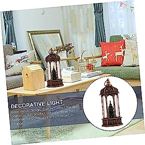 DOITOOL Christmas Lights Vintage Lantern LED Lantern Christmas Snow Globes Holiday Christmas Tabletop Lights Christmas Wind Lantern Plastic Xmas Light Vintage Christmas Light Tabletop Lamp