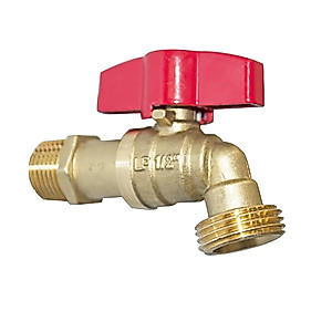HQMPC Outdoor Spigot Hose Ball Valve Hose Bibb Garden Hose Connect Bibb Shut Off Valve No Lead Brass Stop Valve 1/2" MNPT Connect 3/4" GHT Outlet 1 Pcs