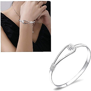 XIFAM Women's Rose Flower Bangle, Sterling Silver 925 Solid Bangle, Durable and Practical