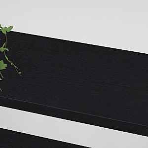 HSH 4 Tier Black Bookshelf, Industrial Metal Wood Storage Book Shelves, Modern Open 4 Shelf Bookcase and Display Etagere, Vertical Book Shelf for Bedroom Living Room Office