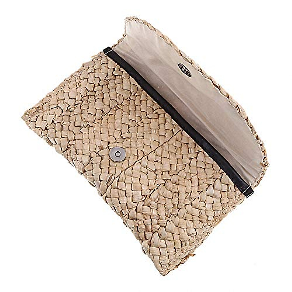 Women Straw Woven Clutch Purse Envelope Handbag Hasp Summer Beach Wallet