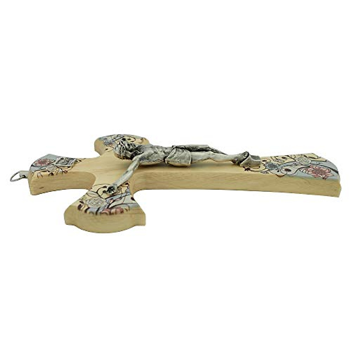 Wooden Wall Crucifix | Choose from 5 Beautiful Designs | Great Christian Gift for Weddings and Housewarmings | Home Goods | Made in Italy (8.5" Floral Cross)