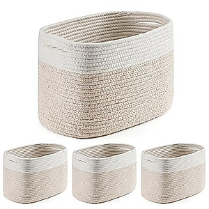 4 Pack Storage Basket for Organizing, Cotton Rope Basket for Storage, Decorative Baskets, Toys Storage Bin, Woven Storage Baskets for Shelves, Organizer for Living Room, Bathroom, Laundry Room