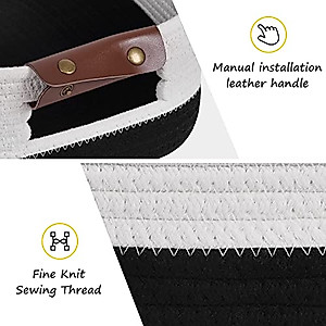 ECDYQXVU 2 Pack Cotton Rope Storage Basket, 14x11x5 IN, Oval Storage Bins, Decorative Woven Basket Cube Storage Organizer for Nursery, Laundry, Towel, Clothes, Toy, Cosmetics, Books (Black/White)