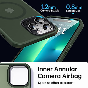 Faiono Strong Magnetic for iPhone 14 Pro Max Case [Compatible with MagSafe][10FT Military Grade Protective] Shockproof Translucent Matte Slim Case for iPhone 14 Pro Max Phone Case (6.7"), Alpine Green