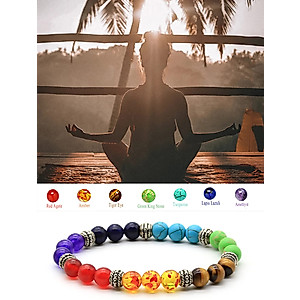 HEDQFM 7 Chakra Necklace Bracelet Orgone Energy Protection and Spiritual Healing Pendant Necklaces Bracelets Set for Women Men
