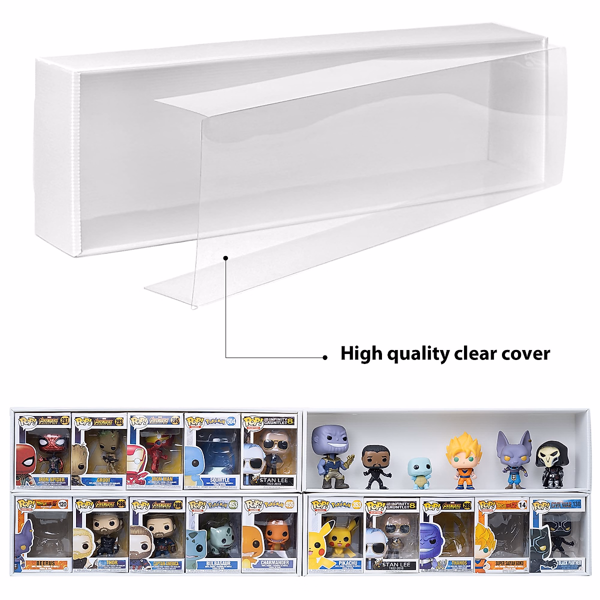 5X4 Version Display Case Compatible with Fnko Pop Boxes, Stackable 4 Single Row, with Transparent Cover to Protect Your Collection Against Dust (Holds 20 Pops)