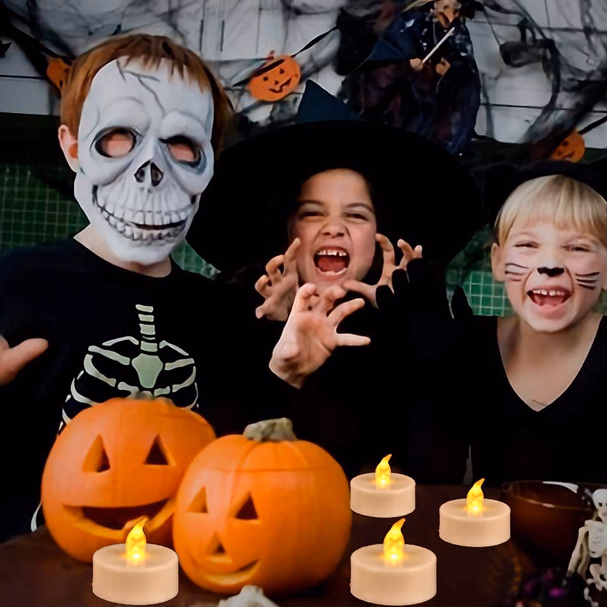 MINXIN Battery Operated Tea Lights Candles: 24 Pack Realistic and Bright Flickering Holiday Gift Flameless Candles LED Electric Tea Candles for Seasonal & Wedding Party Home Decoration (Warm Yellow)