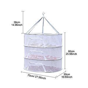 Herb Drying Rack 3 Layer Hanging Mesh Net for Plants, Hanging Drying Fish Net, Foldable Hanging Mesh Dryer for Buds, Fruits, Hydroponics Flowers, Vegetables, Fish, Clothes, Doll (size:27.5 x 20 inch)