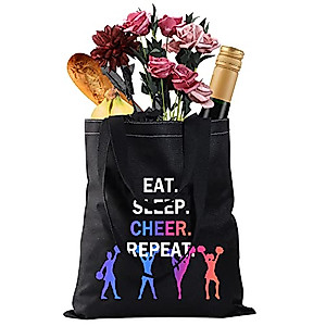 Cheer Gift Eat Sleep Cheer Repeat Cheerleading Tote Bag Cheerleader Gift Cheer Coach Gift Cheer Team Gift for Girl Cheer Bag (cheerleader tote bag)