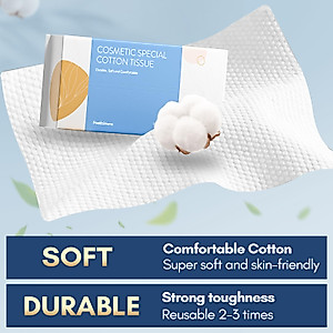 PoeticEHome Soft Dry Wipe 6 Pack, 100% Cotton Face Tissues, Lint Free Facial Cleansing Towels Disposable, Extra Thick Dry and Wet Use for Sensitive Skin, Makeup Removing, Surface Cleaning (600 Count)