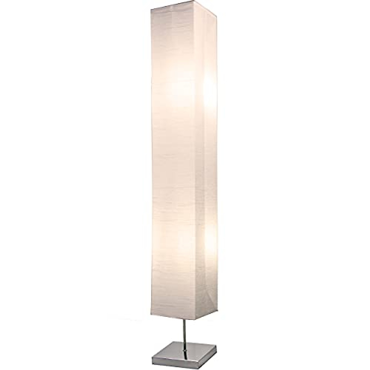 LIGHTACCENTS Honors Paper Floor Lamp 59-Inches Tall - Japanese Style Standing Lamp with Chrome Base and White Paper Shade, On/Off Foot Switch - Floor Lamps for Living Room Decor - Bedroom lamp