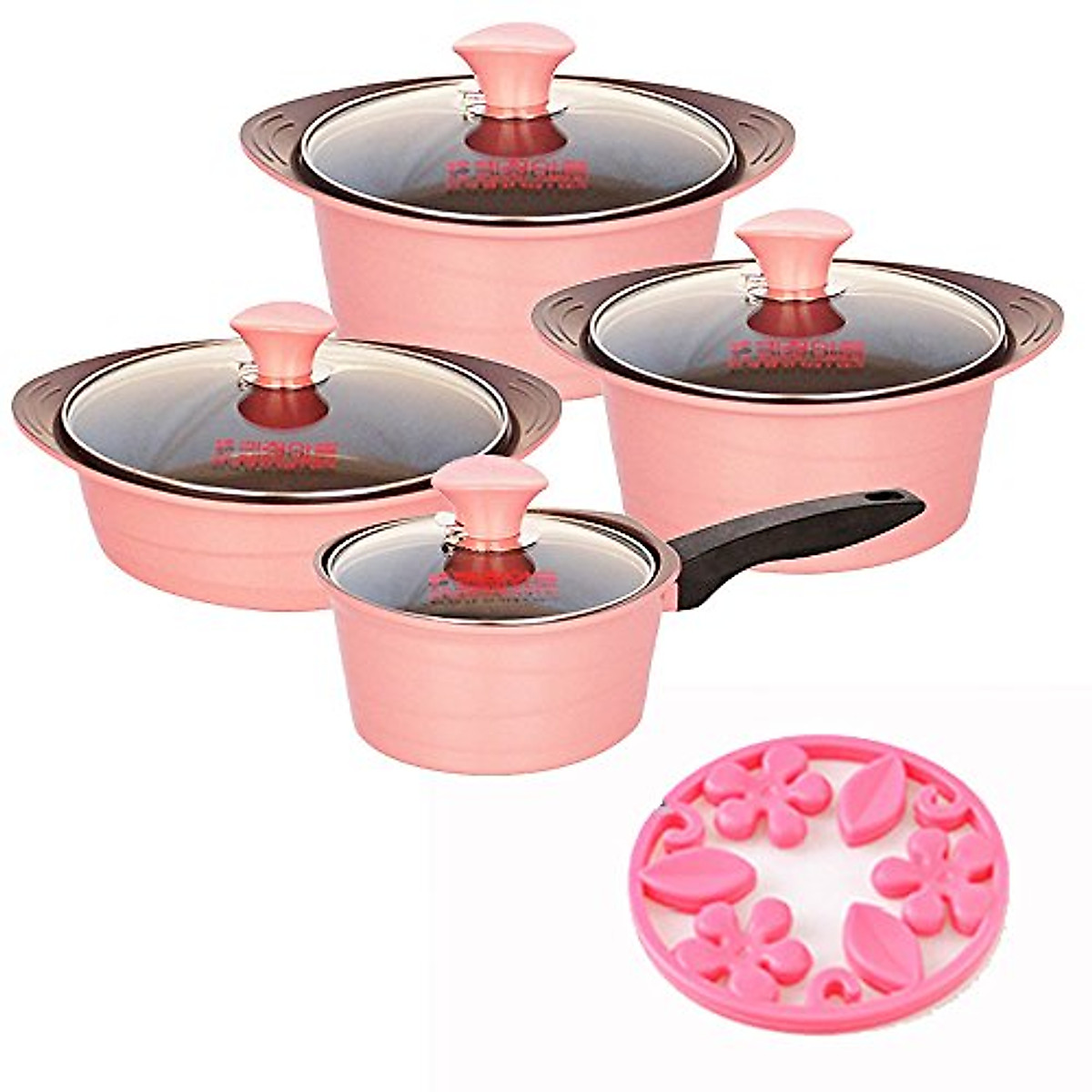 Kitchen Utensils Pot & Silicone Pot Mat Set (Ceramic Series 88 Mini Small Sauce Pot, Small Oven Pot, Steaming Pot, Small Oven Pot, 4-Piece Set, HKS-081