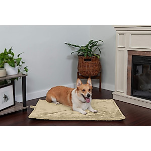 Furhaven ThermaNAP Self-Warming Cat Bed for Indoor Cats & Small Dogs, Washable & Reflects Body Heat - Quilted Faux Fur Reflective Bed Mat - Cream, Small