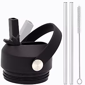 GrliTra Straw Lid for Yeti Rambler Bottle Fits 18/26/36/64 oz Bottles, Flexible Handle Straw Cap with 2 Straws and 1 Brush, Replacement Cap for Yeti 18oz 26oz 36oz 64oz Rambler Water Bottle Straw Cap