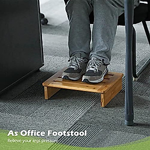 OasisCraft One Step Stool 4 Inch, Bamboo Platform Safety Step for Elderly, Mobility Half Step Stool Portable Step Riser, Stepping Stool Foot Stool for Stairs, Cars, Bedside, Bathroom, Kitchen (450 Lb)